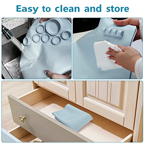 Silicone Craft Mat, Silicone Mat for Resin Casting 24βx16β Non Stick Silicone Sheet with Cleaning Cut for Oil Painting, Art, Clay and Play(blue)