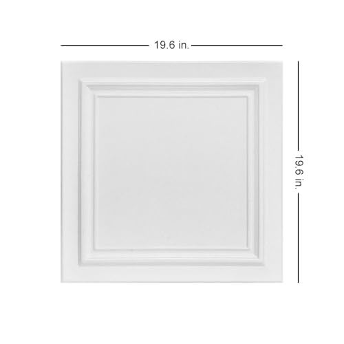 A La Maison Ceilings R24 Line Art Foam Glue-up Ceiling Tile (21.6 sq. ft./Case), Pack of 8, Plain White