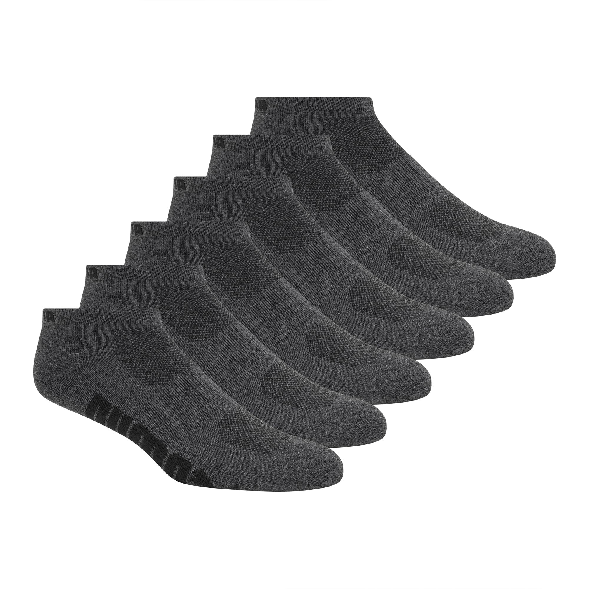PUMA Men's 6 Pack Low Cut Socks, Charcoal, 10-13