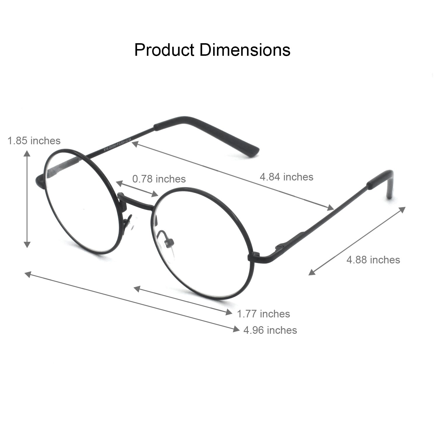 EYE ZOOM 3 Pack Metal Frame Round Reading Glasses with Spring Hinge (Black, Silver and Gunmetal, +2.00 Strength)