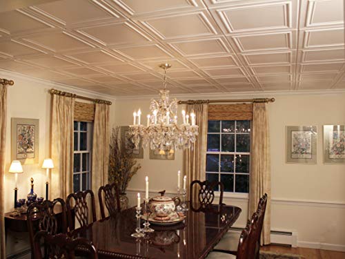 A La Maison Ceilings R24 Line Art Foam Glue-up Ceiling Tile (21.6 sq. ft./Case), Pack of 8, Plain White