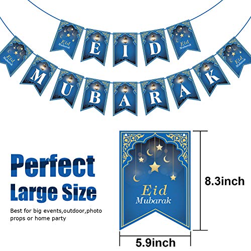 No DIY Required Muslim Ramadan Party Supplies Decorations, Blue Eid Celebration Decoration for Muslim (Eid Mubarak)