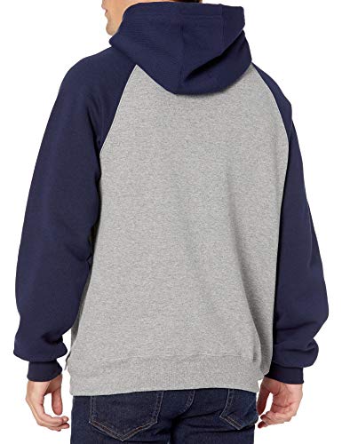 Russell Athletic Mens Dri-Power Pullover Fleece Hoodie Hoody, Color Block- Oxford/Navy, X-Large US