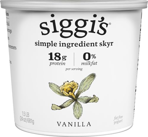 siggi’s® Icelandic Strained Nonfat Yogurt, Vanilla, 24 oz. – Thick, Protein-Rich Yogurt Snack