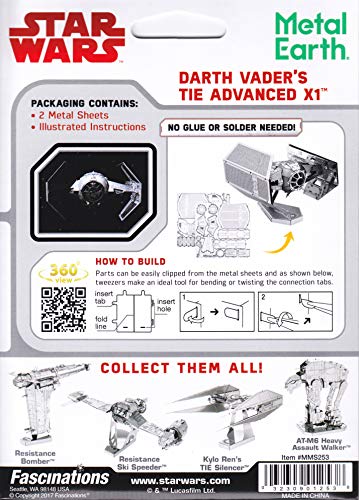 Fascinations Metal Earth Star Wars OT Darth Vader's Tie Fighter