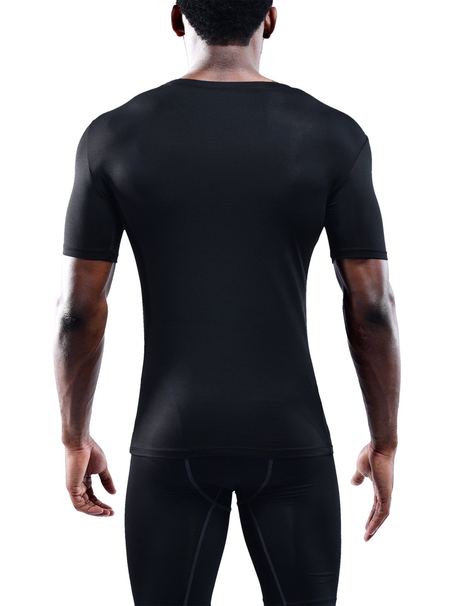 NELEUS Men's 3 Pack Athletic Compression Workout Short Sleeve Shirts,5011,Black,Grey,White,XL,EUR 2XL