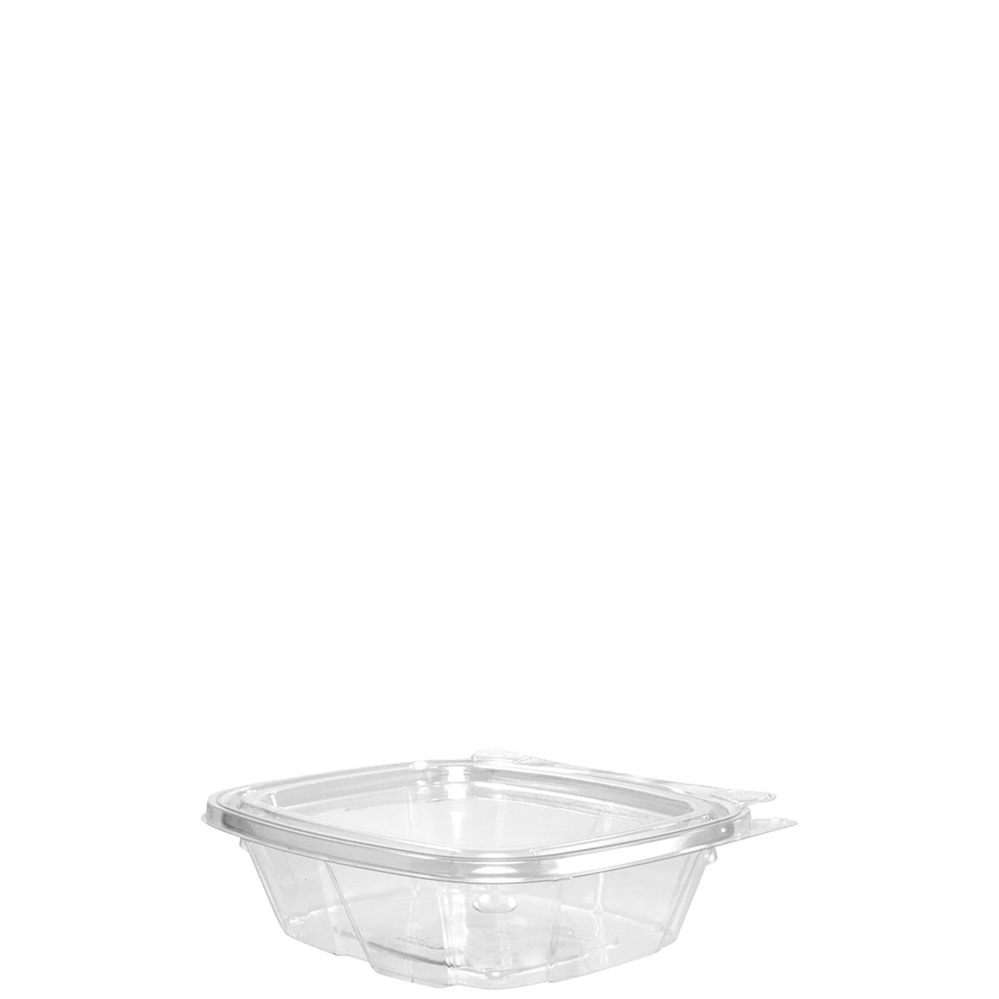 DART CH8DEF 8 oz Tamper-Resistant Clear Hinged Container with Flat Lid (Case of 200)