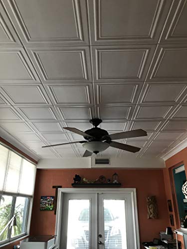 A La Maison Ceilings R24 Line Art Foam Glue-up Ceiling Tile (21.6 sq. ft./Case), Pack of 8, Plain White