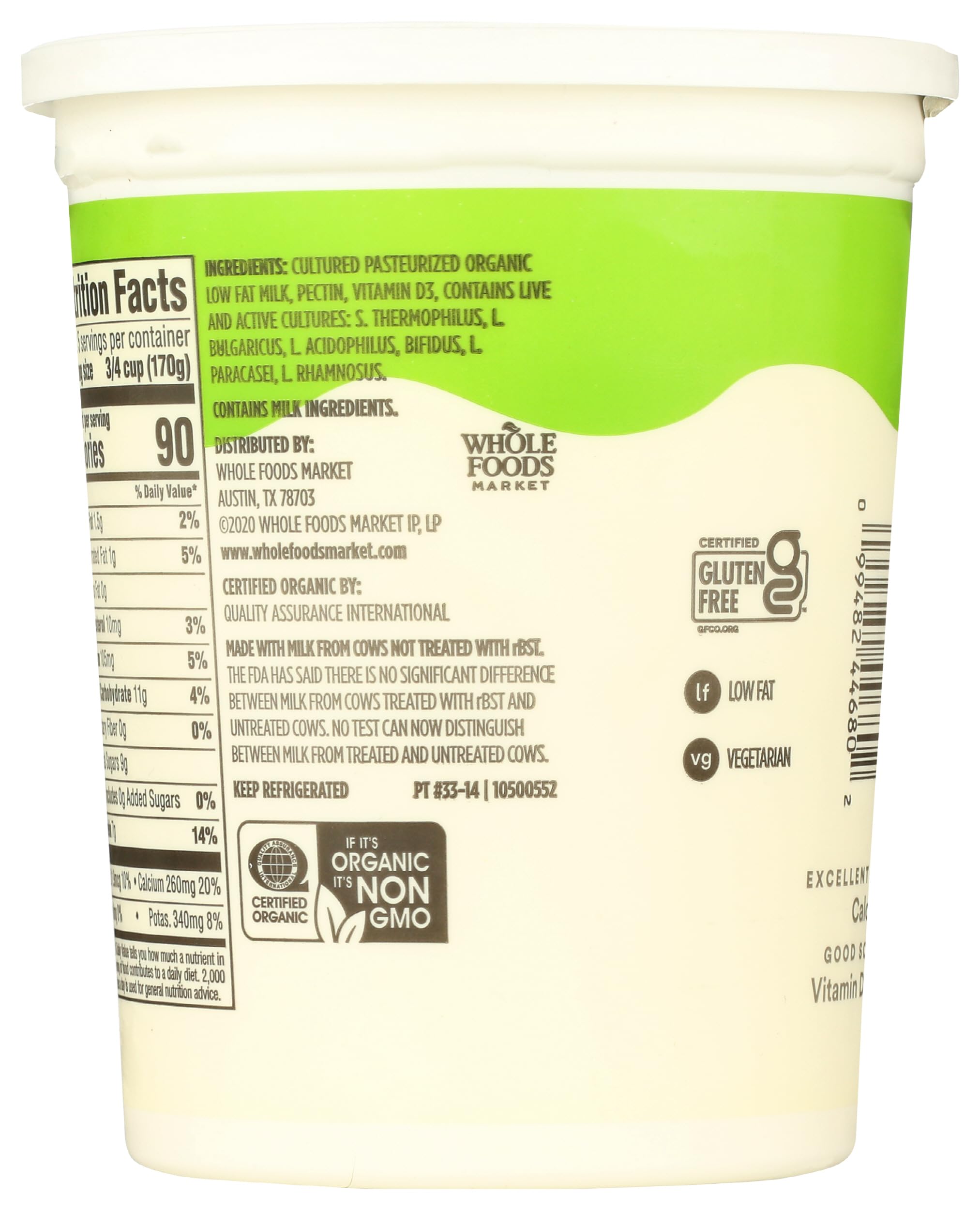 365 by Whole Foods Market, Yogurt Plain Low Fat Organic, 32 Ounce