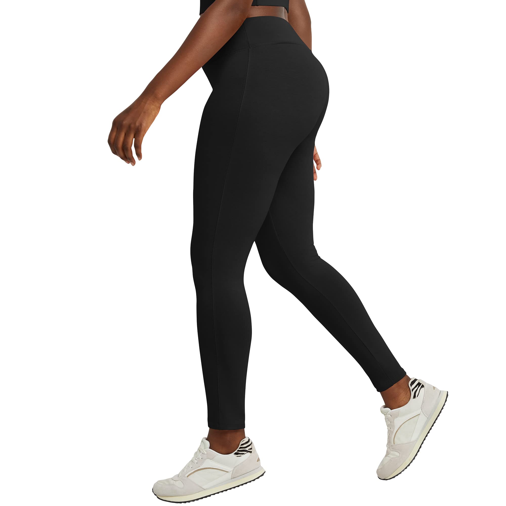 Hanes Women's Stretch Jersey Legging, Black, Large