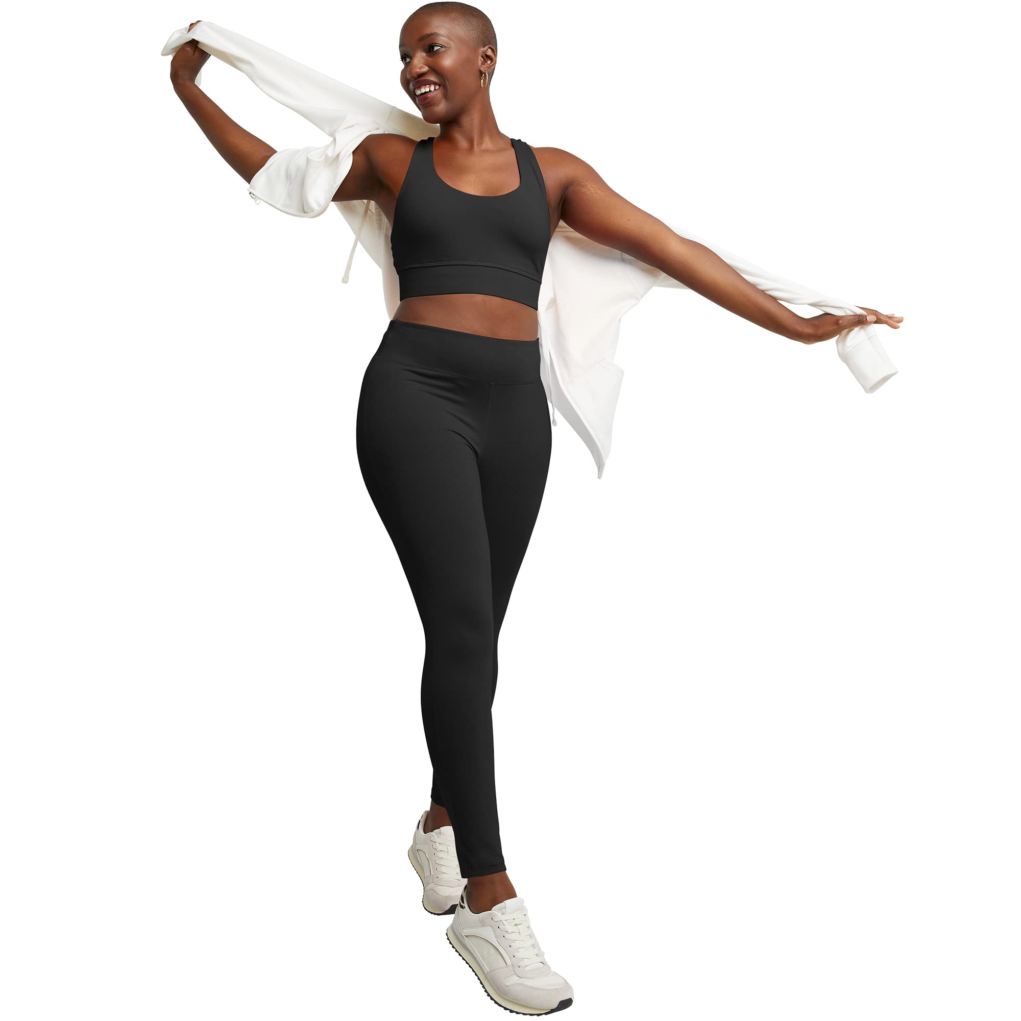 Hanes Women's Stretch Jersey Legging, Black, Large