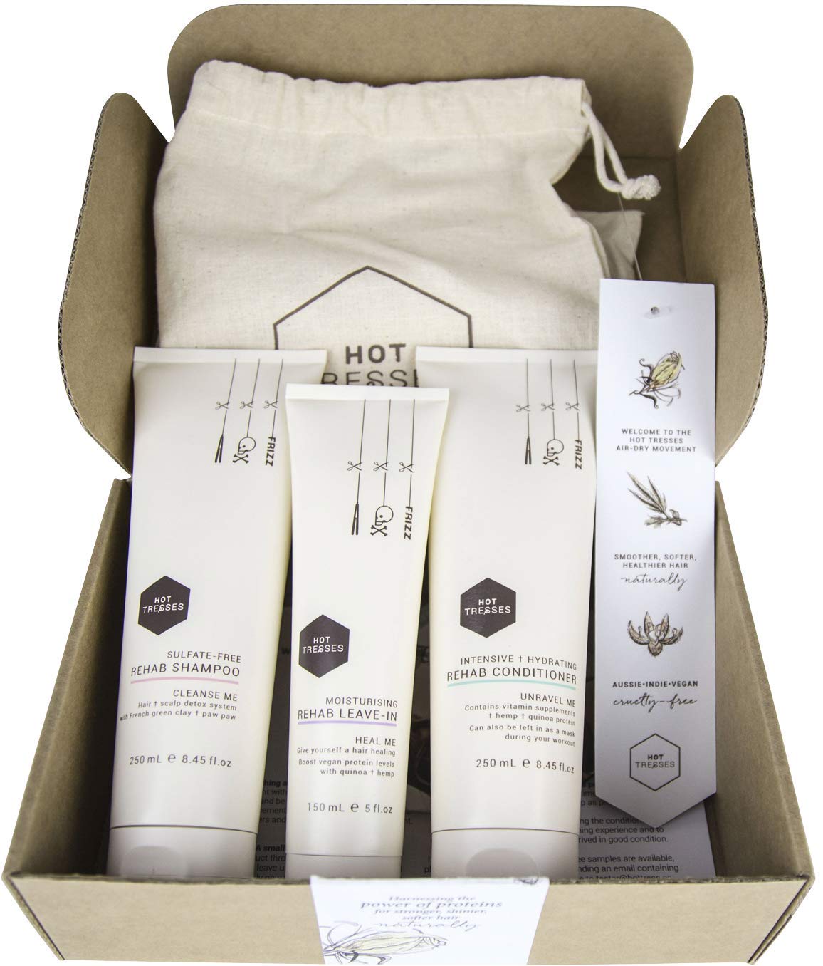 Natural Shampoo & Conditioner & Leave-In Set - Certified Vegan and Cruelty Free | 3 Pce Gift Box | SLS Sulfate Free & Paraben Free with Hemp & Coconut Oil | best for damaged, dry, frizzy & curly hair