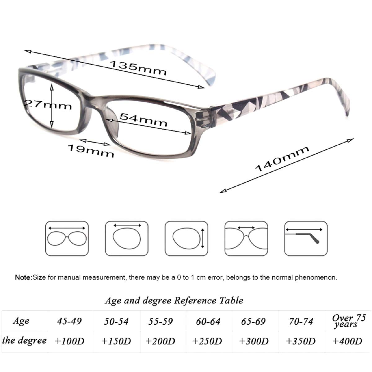 Reading Glasses 5 Pairs Fashion Ladies Readers Spring Hinge with Pattern Print Eyeglasses for Women (5 Pack Mix Color, 2.75)