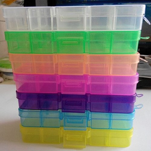 Baost 10-Slots Adjustable Devider Clear Plastic Storage Box, Jewelry Storage Box Pill Beads Holder Container Case Organizer for Art Craft, Small Nuts Screws, Fishing Tackle Purple