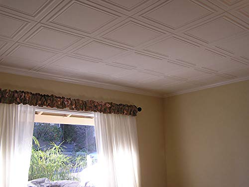 A La Maison Ceilings R24 Line Art Foam Glue-up Ceiling Tile (21.6 sq. ft./Case), Pack of 8, Plain White