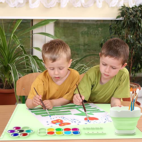 π‘ππͺ Silicone Craft Mat,20"x16"Silicone Art Mat with Removable Collapsible Cup and Paint Holder for Resin Jewelry Casting Molds,Nonstick Silicone Painting Mat for Craft
