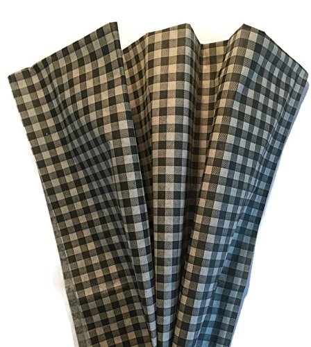 Rustic Pearl Collection Printed Tissue Paper for Gift Wrapping with Design (Tan and Black Gingham), 24 Large Sheets (20x30)