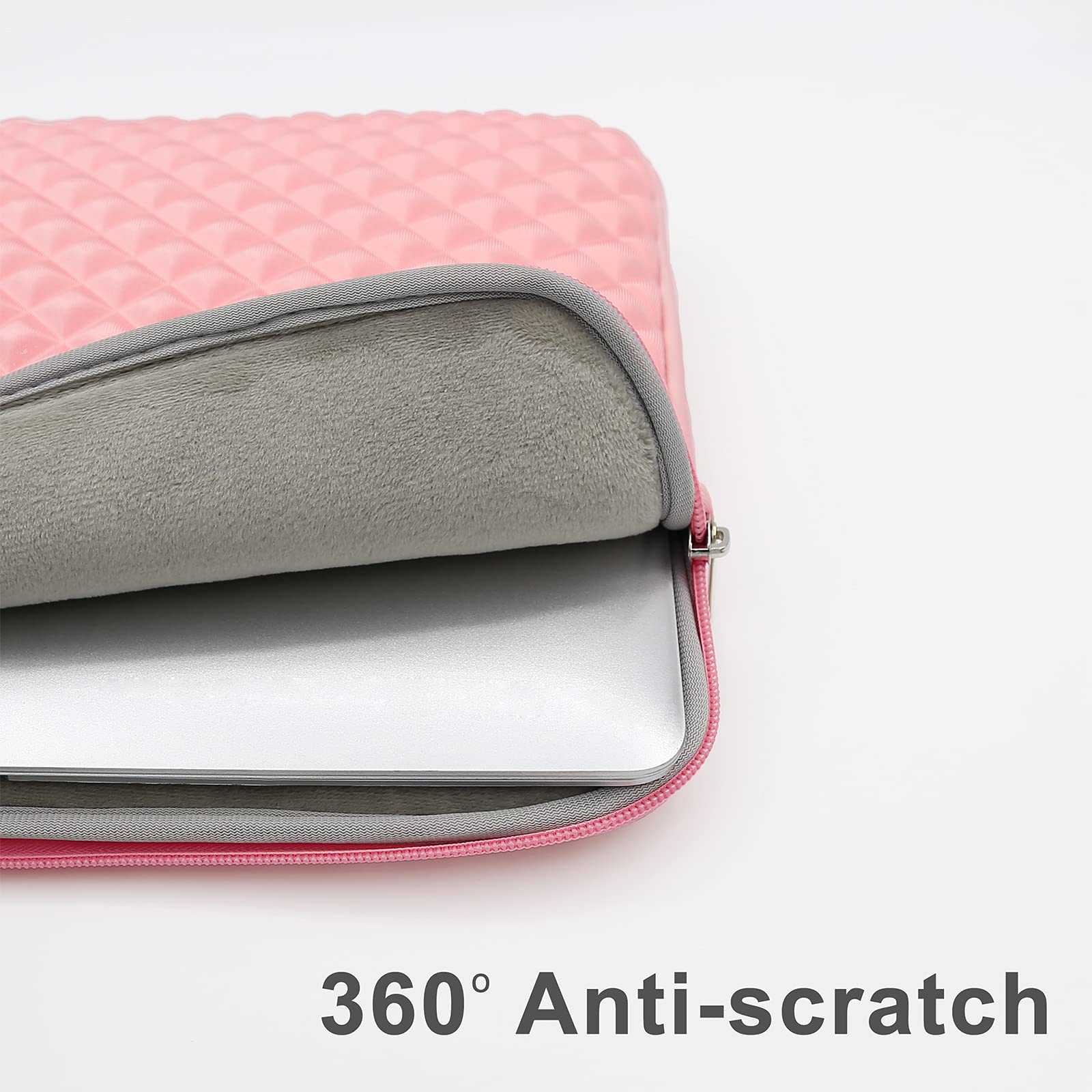 RAINYEAR 11 Inch Laptop Sleeve Diamond Foam Shock Resistant Neoprene Case Fluffy Lining Cover Carrying Bag Compatible with 11.6'' MacBook Air Surface for 11" Chromebook Computer Tablet Notebook (Pink)