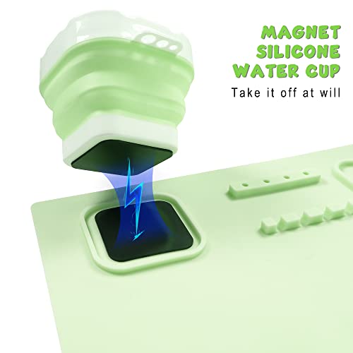 π‘ππͺ Silicone Craft Mat,20"x16"Silicone Art Mat with Removable Collapsible Cup and Paint Holder for Resin Jewelry Casting Molds,Nonstick Silicone Painting Mat for Craft