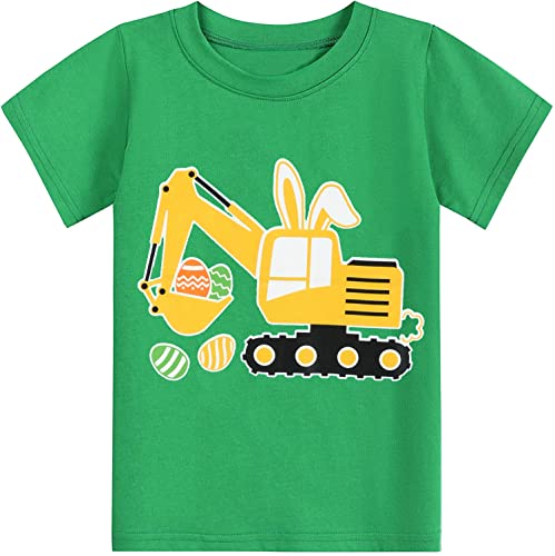 Little Hand Easter T-Shirt Short Sleeve Excavator Jersey Boys Shirt Clothes 3-4 Years
