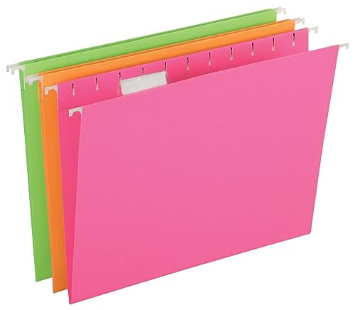 Pendaflex Glow Hanging File Folders, Letter Size, Assorted, Case Pack of 12 (81670)