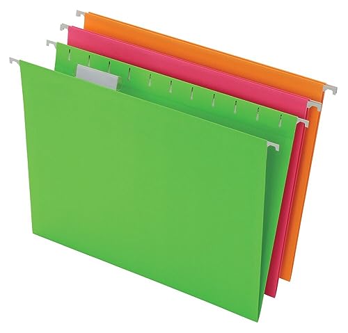 Pendaflex Glow Hanging File Folders, Letter Size, Assorted, Case Pack of 12 (81670)