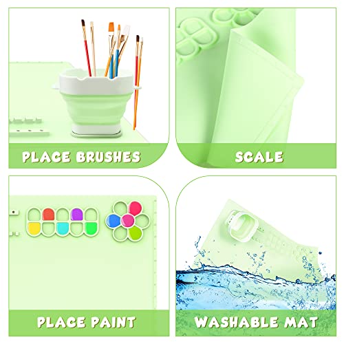 π‘ππͺ Silicone Craft Mat,20"x16"Silicone Art Mat with Removable Collapsible Cup and Paint Holder for Resin Jewelry Casting Molds,Nonstick Silicone Painting Mat for Craft