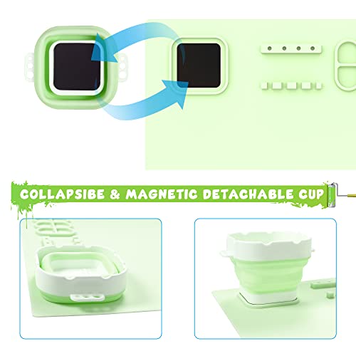 π‘ππͺ Silicone Craft Mat,20"x16"Silicone Art Mat with Removable Collapsible Cup and Paint Holder for Resin Jewelry Casting Molds,Nonstick Silicone Painting Mat for Craft