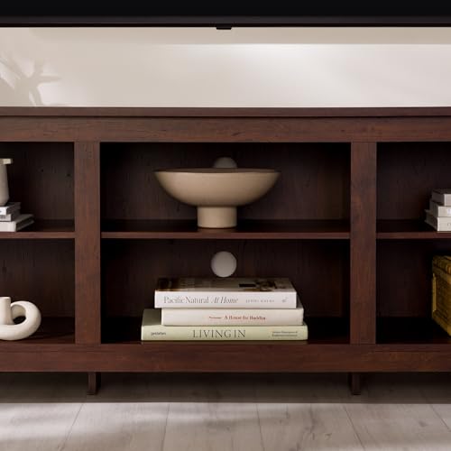 Walker Edison Wren Classic Brown TV Media Console Entertainment Center for 80 Inch Television with Storage Cubby, 70 Inch