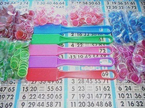 Speedy Markers Combo Pack - 10 Bags of Magnetic Bingo Chips (100 CT Each) + 5 Bingo Wands