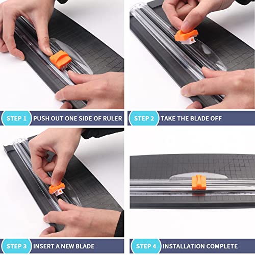 ZEQUAN Paper Cutter Blades, Paper Trimmers Replacement Blades with Safe Hiding Blade Design, Orange 1 x 1 x 0.86 in