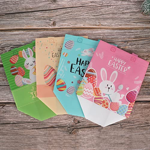 16 Pack Easter Gift Bags Reusable Tote Bag With Handle, Bunny Easter Egg Non-Woven Bag Foldable Water Resistant Treat Bag for Holiday Party Favors …