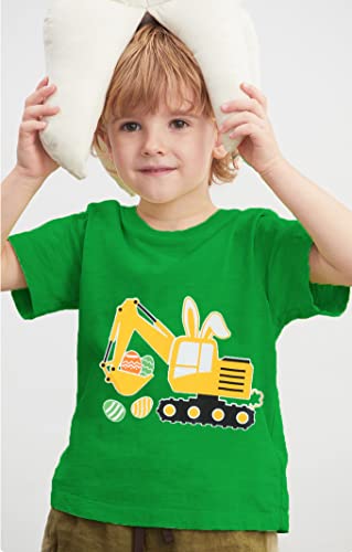 Little Hand Easter T-Shirt Short Sleeve Excavator Jersey Boys Shirt Clothes 3-4 Years