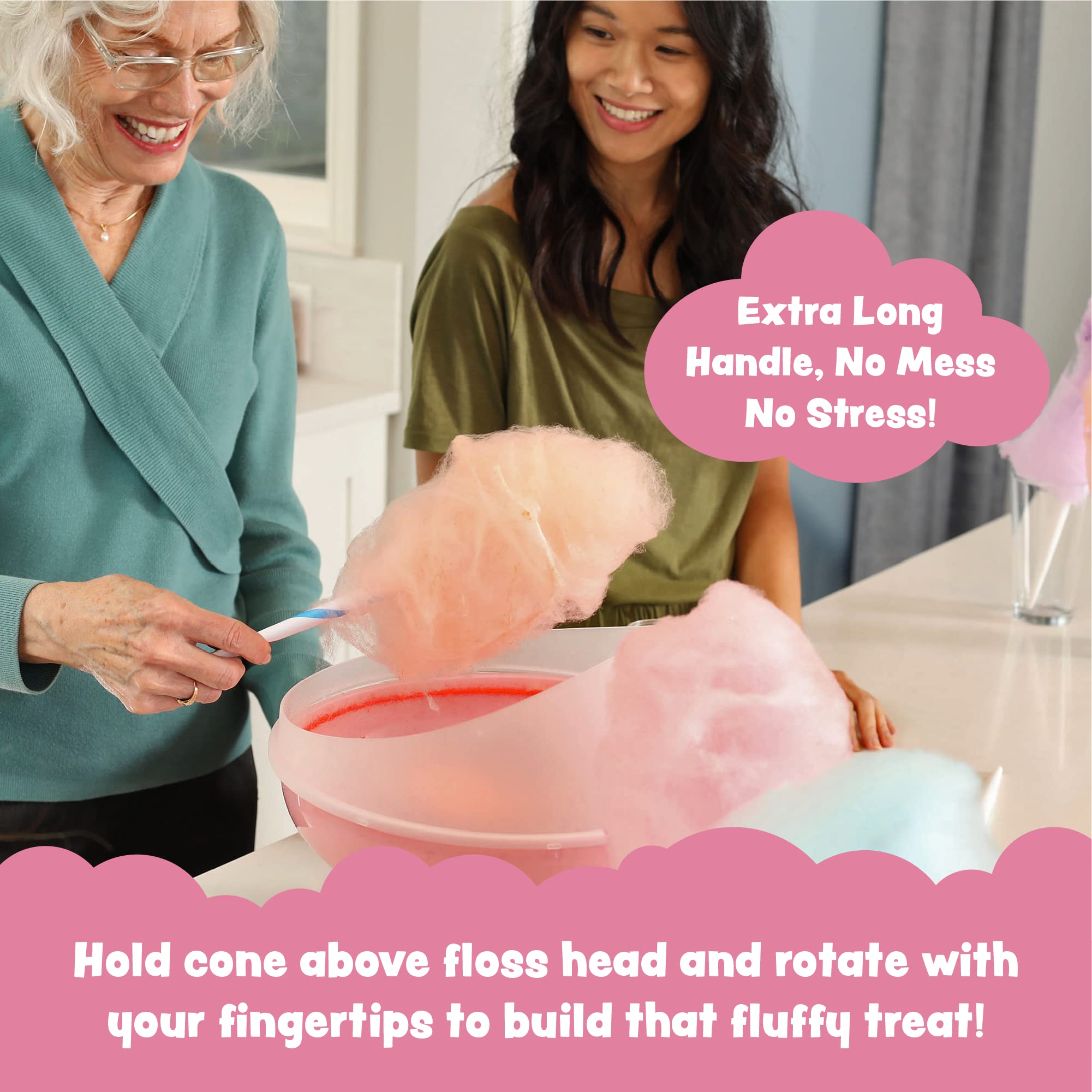 Cotton Candy Express CC1000-S Cotton Candy Machine, with 3 - 11oz. Jars of Cherry, Grape, Blue Raspberry, Orange, Pink Vanilla Floss Sugar & 50 Paper Cones Easy to Use and Clean