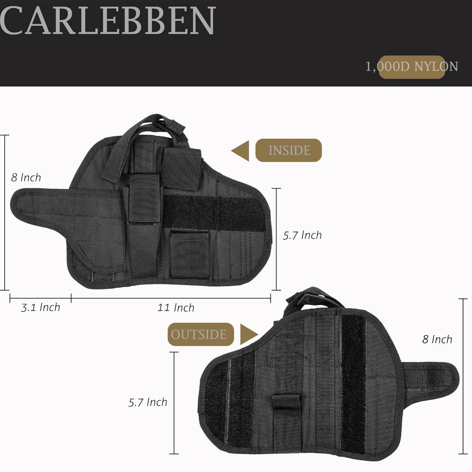 Drop Leg Holster Molle Airsoft Holster Thigh Pistol Gun Holster Tactical Adjustable Right Handed Carlebben (Black)