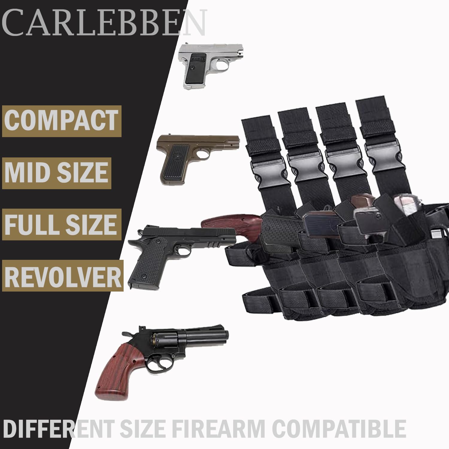 Drop Leg Holster Molle Airsoft Holster Thigh Pistol Gun Holster Tactical Adjustable Right Handed Carlebben (Black)