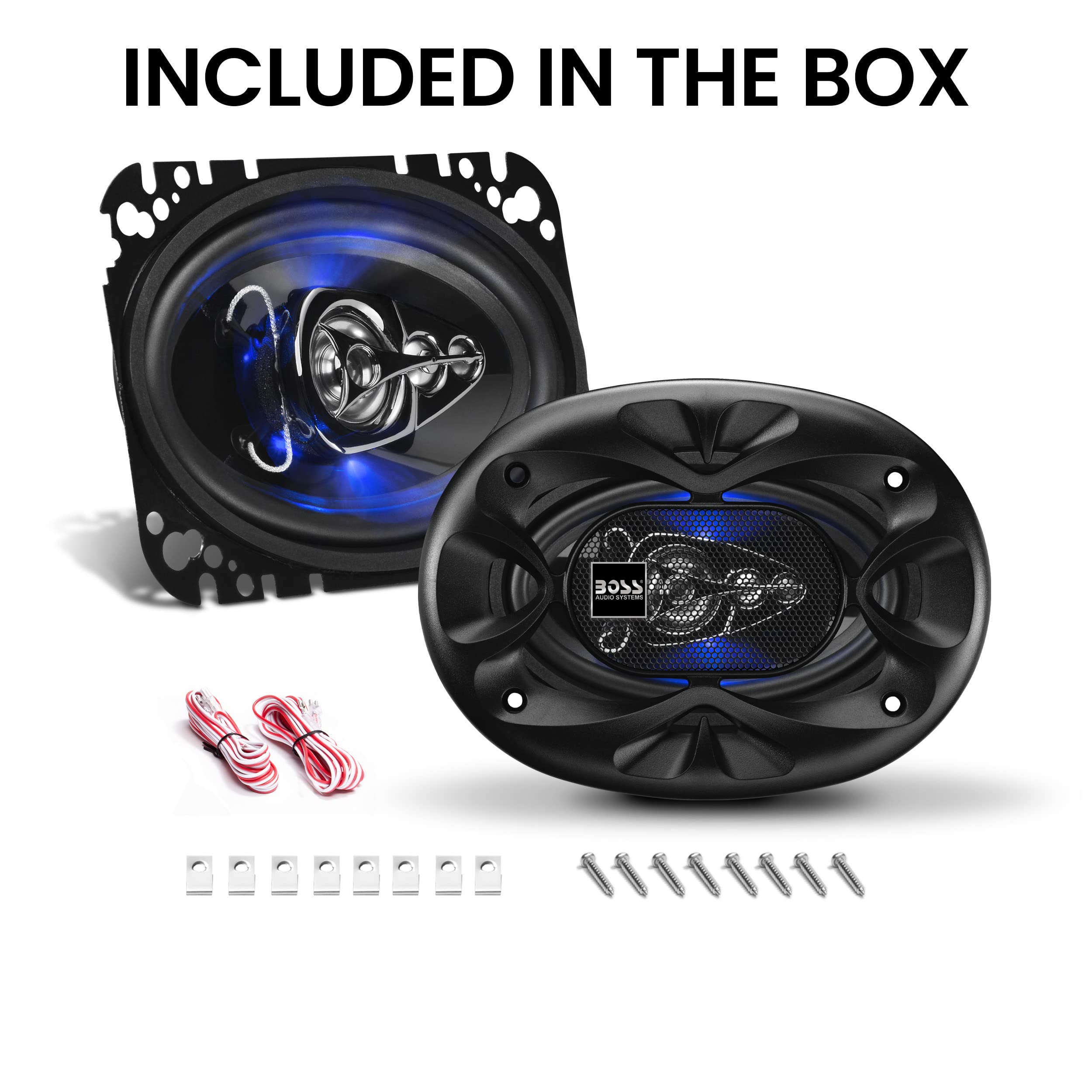 BOSS Audio Systems BE464 Rage Series 4 x 6 Inch Car Stereo Door Speakers - 250 Watts Max, 4 Way, Full Range, Coaxial, Tweeters, Sold in Pairs
