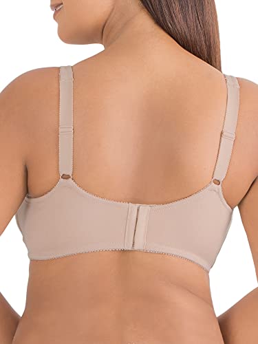 Fruit of the Loom Women's Seamed Soft Cup Wirefree Cotton Bra with Satin Trim, Sand, 38DD