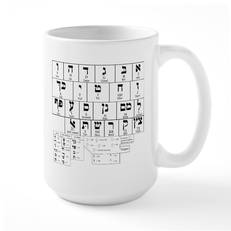 CafePress Hebrew Alphabet Mug 15 oz (444 ml) Ceramic Coffee Mug