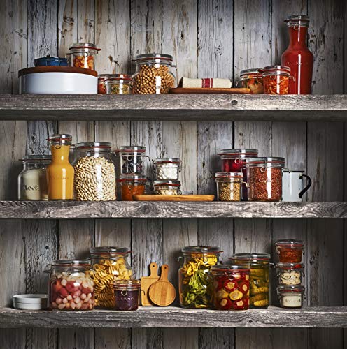 Luigi Bormioli Lock-Eat 17 oz Juice Jar (Set Of 6) : Innovative Glass Lid, Easy to Close, Easy to Open, Dishwasher Safe, Microwave Safe, Canning Safe, Freezer Safe, Stackable Jars