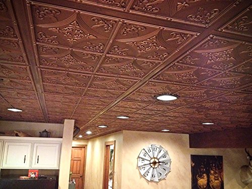 uDecor Cathedral Ceiling Tile Antique Bronze 2x2 Box of 10 - Drop-in or Glue Up