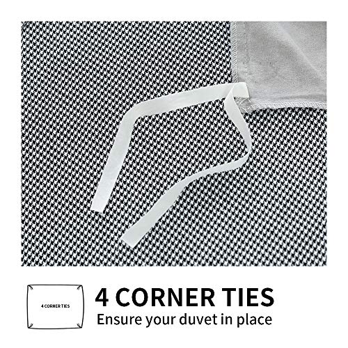 Simple&Opulence 100% Cotton Black and White Buffalo Check Plaid Duvet Cover Set, 3 Pieces Bedding Set Including1 Comforter Cover and 2 Pillow Shams (Queen, Black and White)