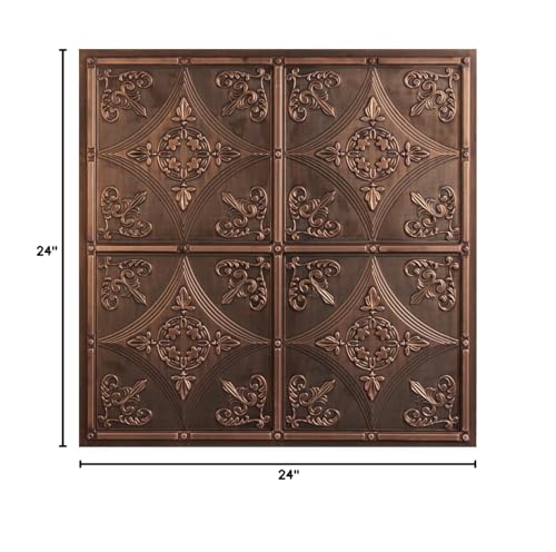 uDecor Cathedral Ceiling Tile Antique Bronze 2x2 Box of 10 - Drop-in or Glue Up