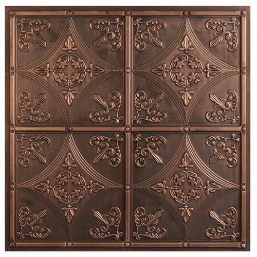 uDecor Cathedral Ceiling Tile Antique Bronze 2x2 Box of 10 - Drop-in or Glue Up