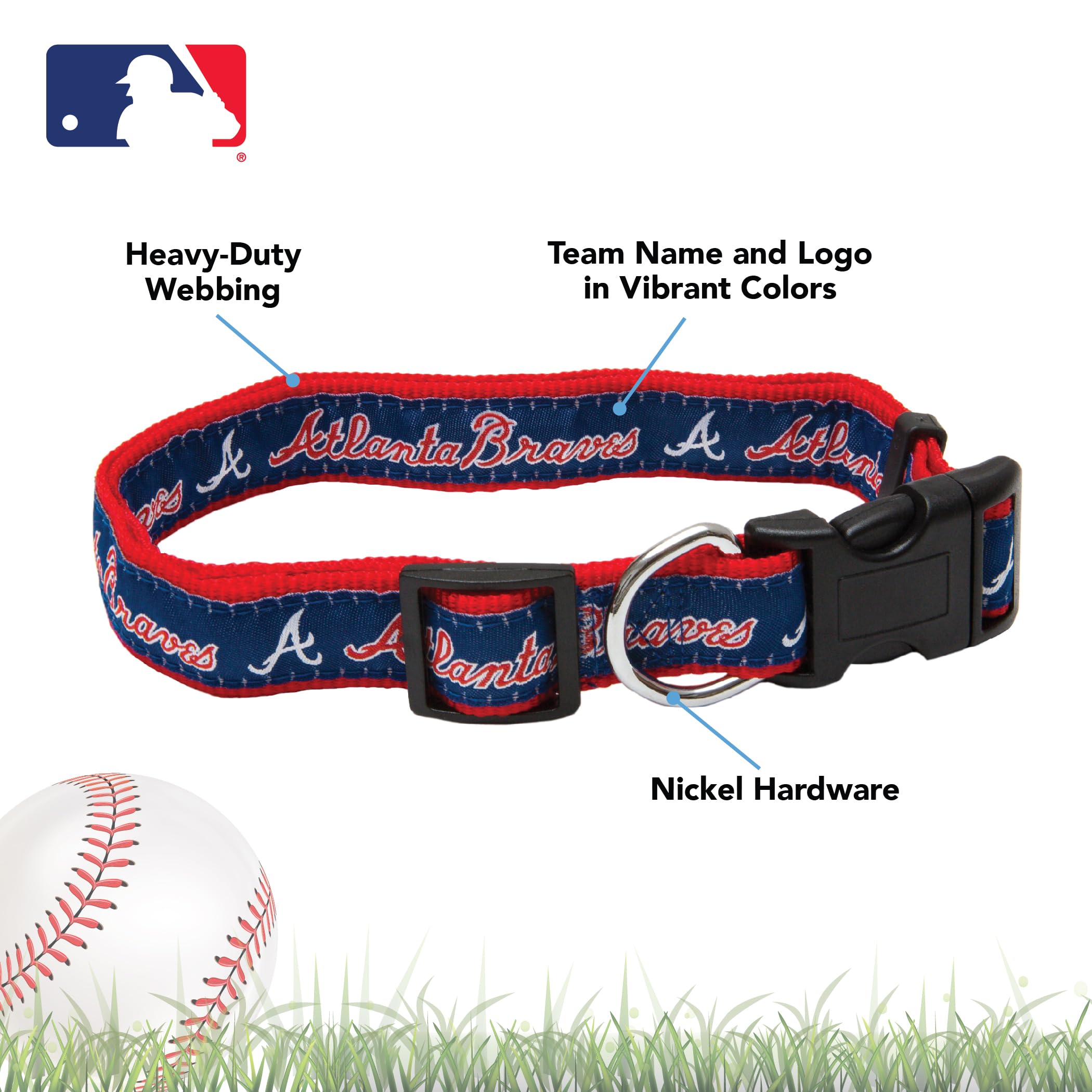 MLB DOG COLLAR. - 29 Baseball Teams available in 4 Sizes. Heavy-Duty, Strong & Durable Pet Collar. - MLB Licensed PET COLLAR.