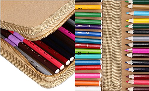 Gullor Fashion Fold Canvas Pencil Case, Black, 36 Holes