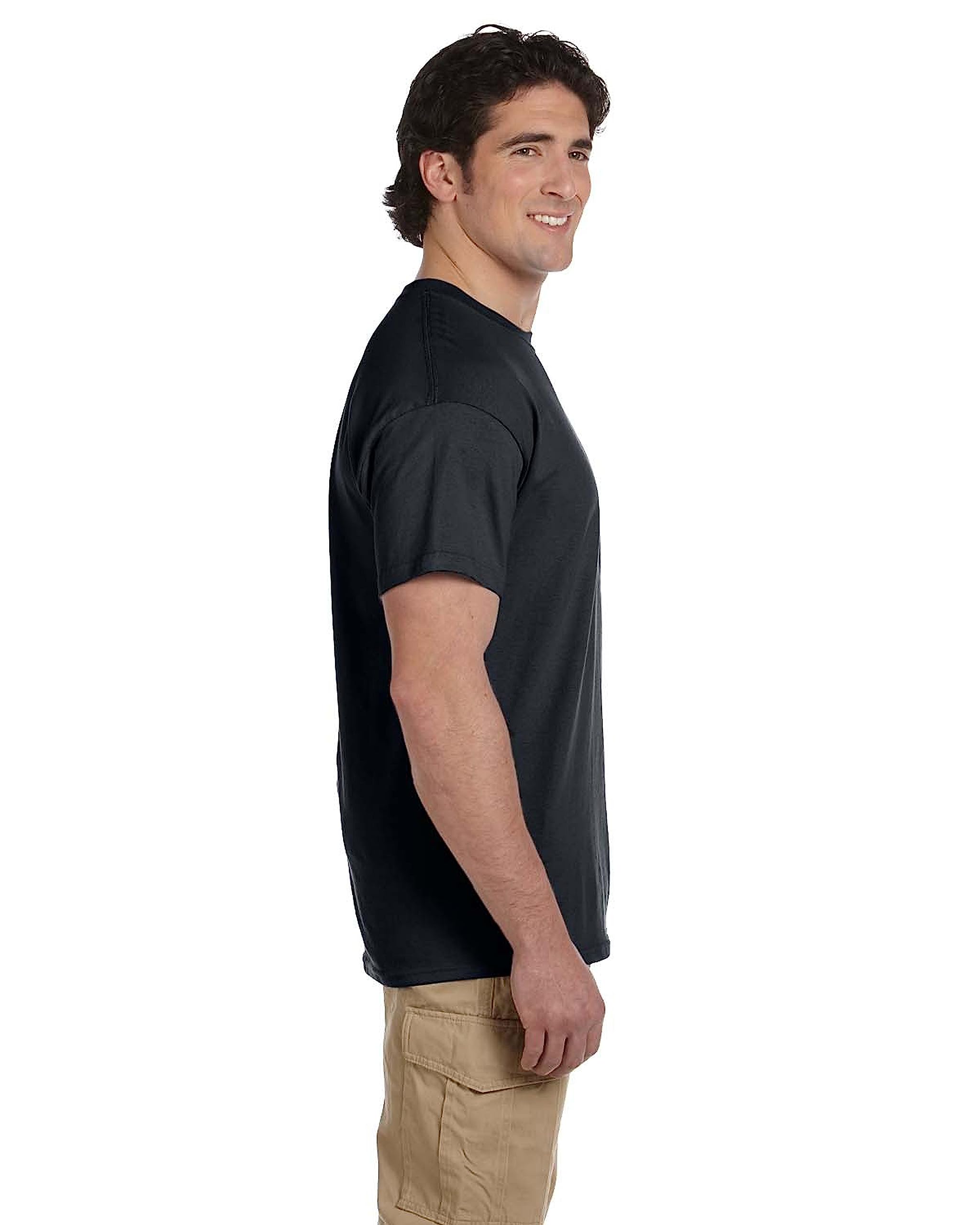Fruit of the Loom Men's Lightweight Cotton Tees (Short & Long Sleeve), Crew-4 Pack-Black, X-Large