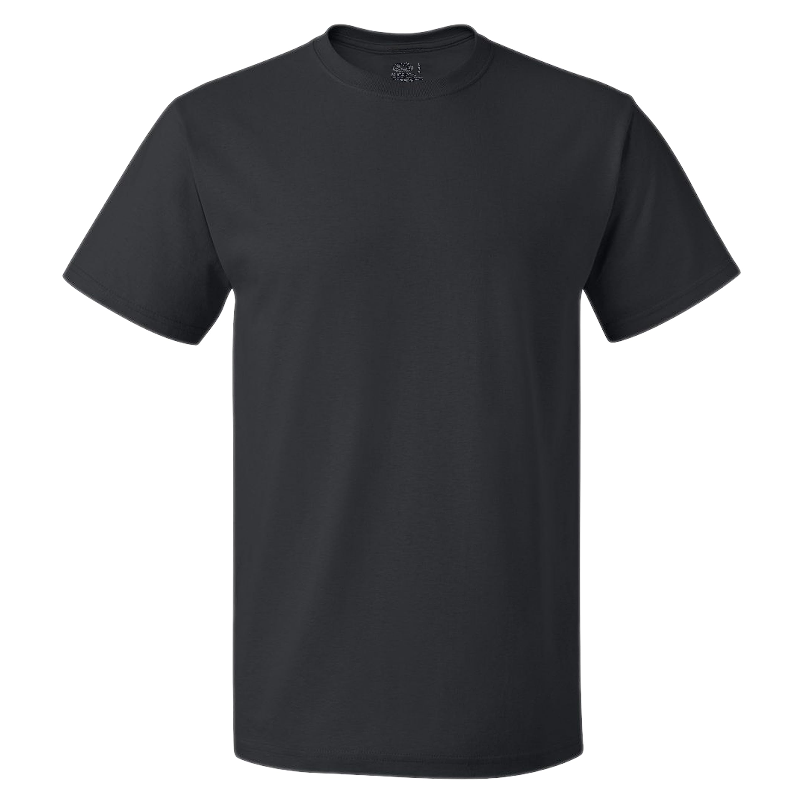 Fruit of the Loom Men's Lightweight Cotton Tees (Short & Long Sleeve), Crew-4 Pack-Black, X-Large