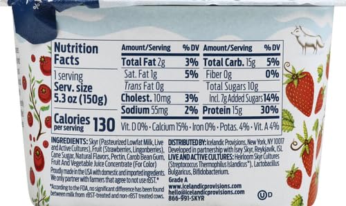 Icelandic Provisions, Strawberry and Lingonberry Thick and Creamy SKYR, 5.3 Ounce