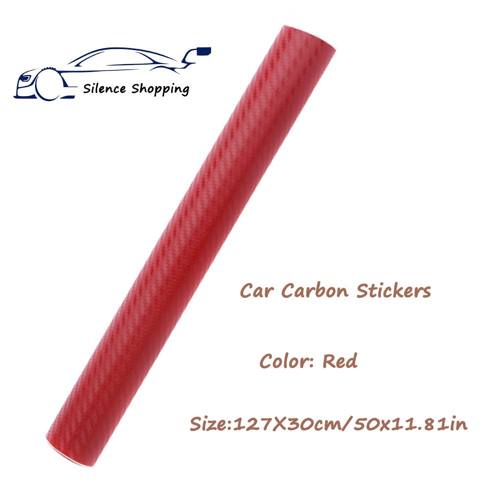 Silence Shopping 3D Carbon Fiber Vinyl Car DIY Wrap Sheet Roll Film Sticker Decal - Red Color 127X30cm 50"X11.8" (Red)